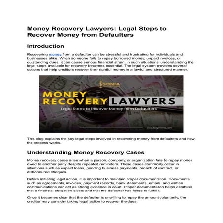 Money Recovery Lawyers_ Legal Steps to Recover Money from Defaulters.pdf