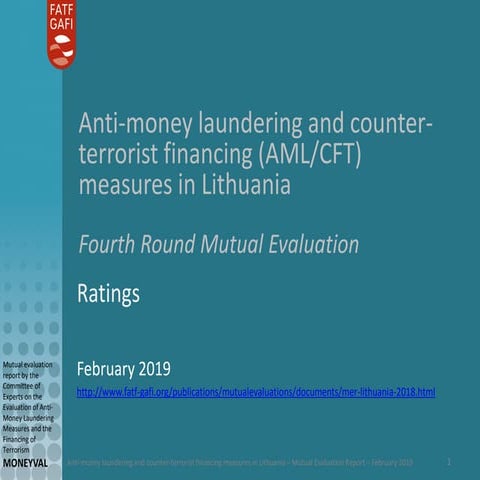 Moneyval Lithuania Mutual Evaluation 2018 - Ratings | PPT