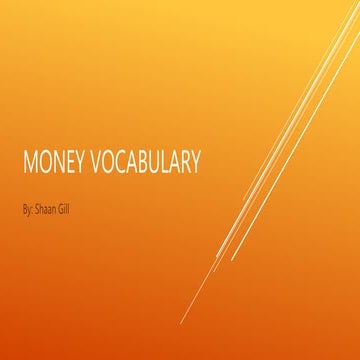 Money vocabulary | PPTX | Personal Finance