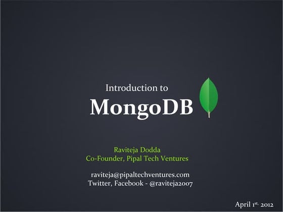 Introduction To Mongodbpptx Databases Computer Software And Applications