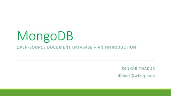 Introduction To Mongodbpptx Databases Computer Software And 7270