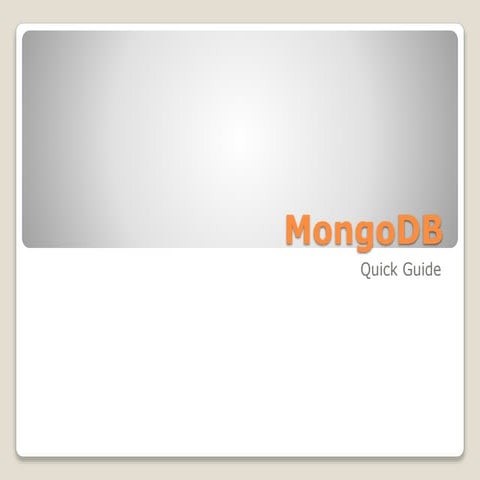 Mongo Db Quick Guide Pptx Databases Computer Software And Applications