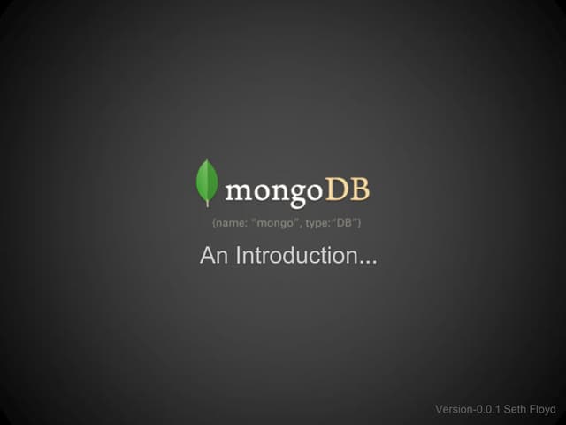 Mongodb An Introduction Ppt