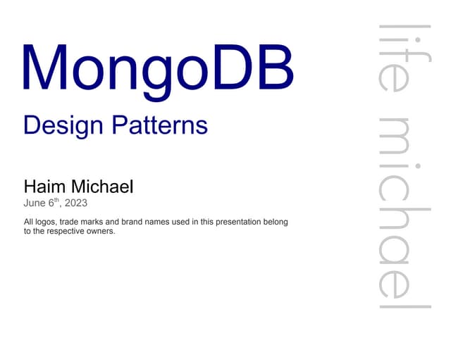 Mongodb Design Patterns Ppt