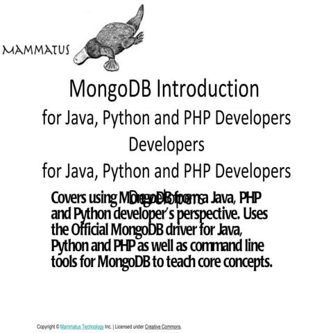 Mongo Db For Java Python And Php Developers Ppt 0115
