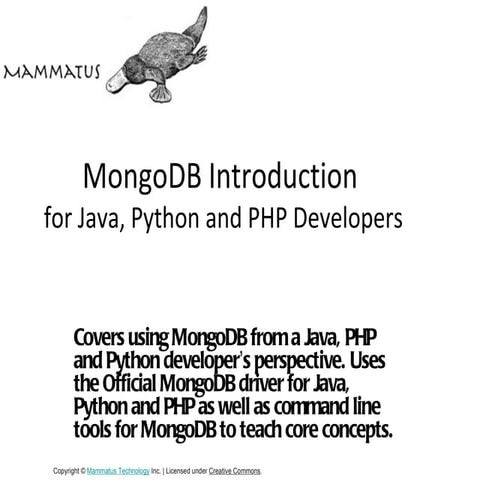 Mongodb Quickstart For Java Php And Python Developers Ppt