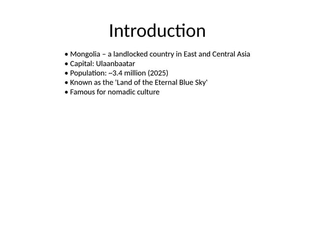General introduction - Mongolia | PPTX