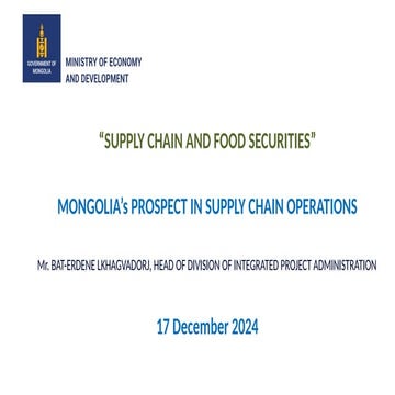 MONGOLIA PRESENTATION on supply chain logistics | PPT