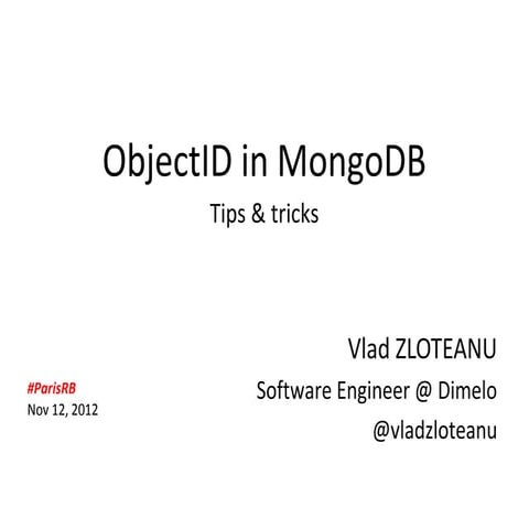 ObjectId in Mongodb | PPT