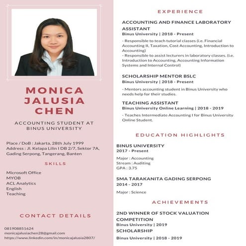 Monica jalusia chen cv | PDF