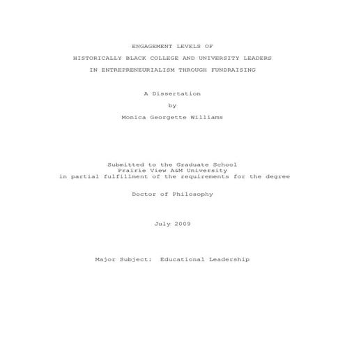 Monica G. Williams, PhD Dissertation, Dr. William Allan Kritsonis ...