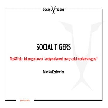 Monika Kozłowska - "Jak zorganizować i zoptymalizować pracę social ...