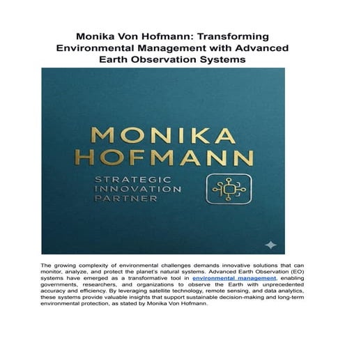 Monika Von Hofmann Transforming Environmental Management with Advanced ...