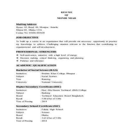 Monir cv | DOCX