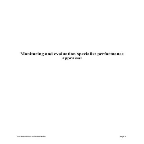 Monitoring and evaluation specialist performance appraisal | PDF