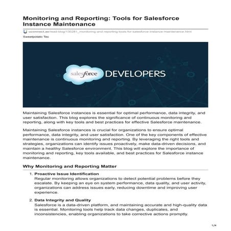 Monitoring And Reporting Tools For Salesforce Instance Maintenance Pdf