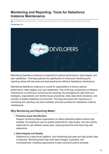 Monitoring And Reporting Tools For Salesforce Instance Maintenance Pdf