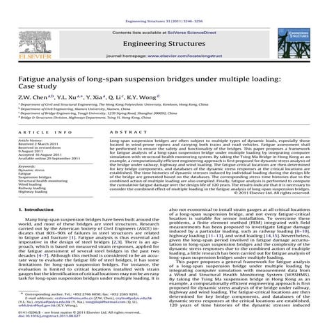 Monitoring Fatigue Analysis Of Long Span Suspension Bridges Under Multiple Loadingmultiple