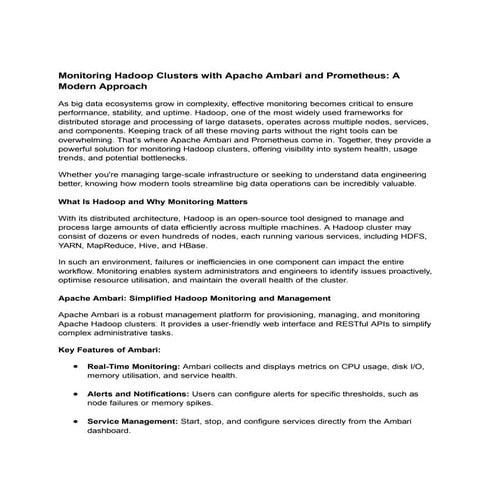 Monitoring Hadoop Clusters with Apache Ambari and Prometheus_ A Modern ...