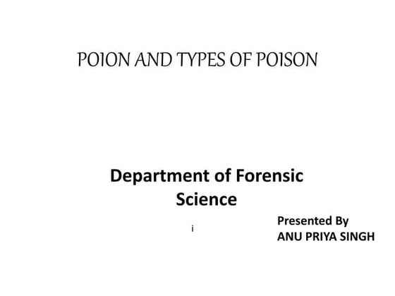 Classification of poisons and its mode of action | PPT