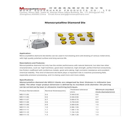 Synthetic single crystal diamond wire dies | PDF
