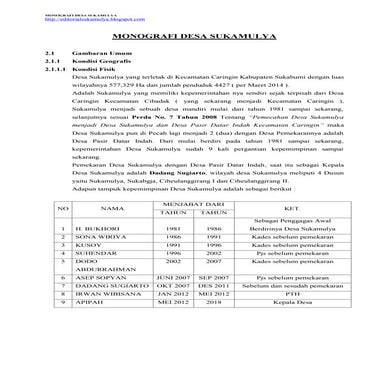 Monografi desa 2014 ok | PDF
