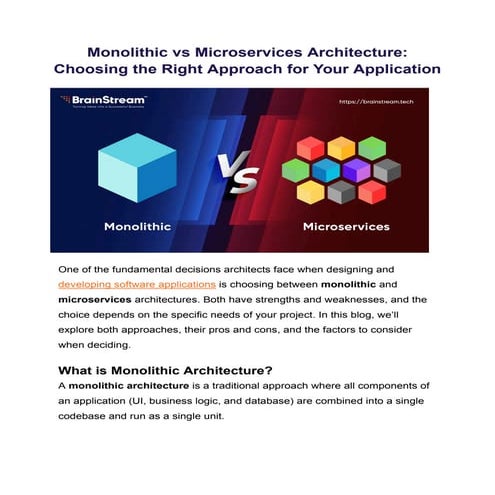 Monolithic Vs Microservices Architecture Choosing The Right Approach