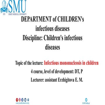 mononucleosis lecture mbbs medicine.ppt. | PPTX