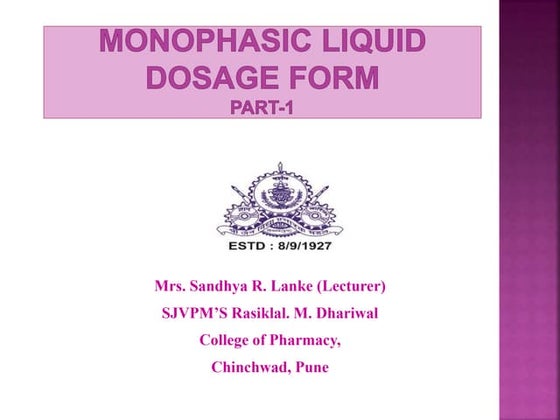 liquid dosage forms.pptx | Chemistry | Science