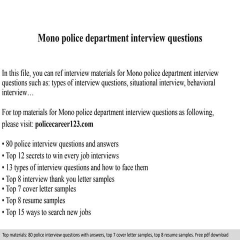 Mono police department interview questions | PPTX