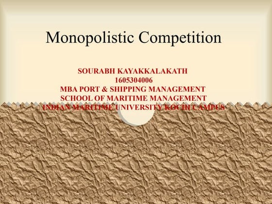 Monopolistic competition | PPTX