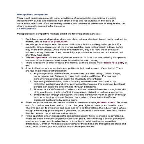 Monopolistic competition | DOCX