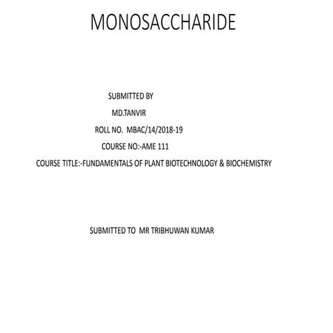 Monosacchride | PPTX