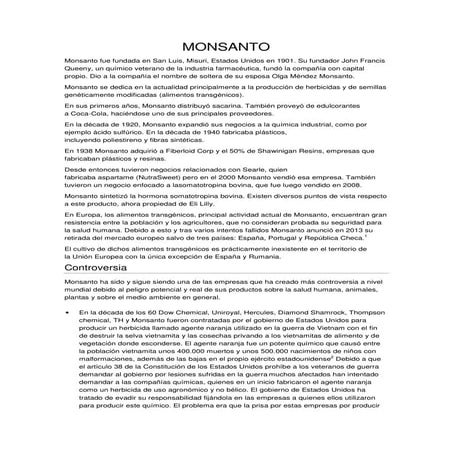 La historia de monsanto | DOCX