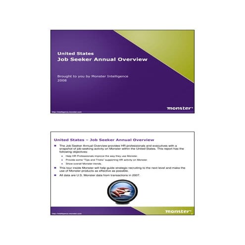 Monster 2008 Us Job Seeker Overview | PDF