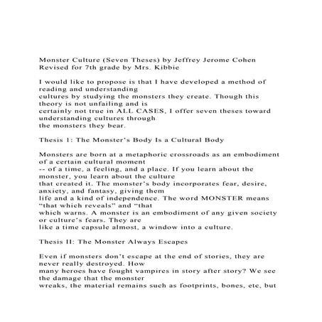 Monster Culture (Seven Theses) by Jeffrey Jerome CohenRevise.docx