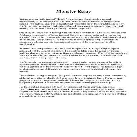 Monster Essay.pdfMonster Essay | PDF