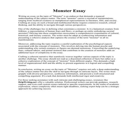 Monster Essay | PDF
