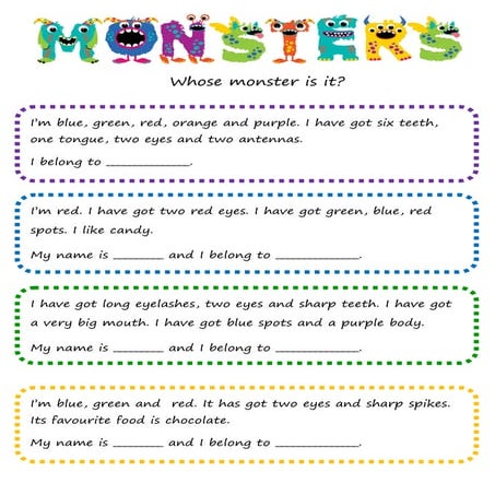 Monsters video worksheet | PDF | Desserts and Baking | Food & Drink