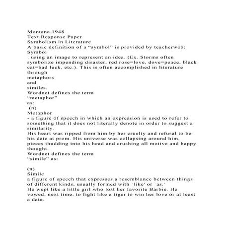 Montana 1948 Text Response Paper Symbolism in Literature A b.docx