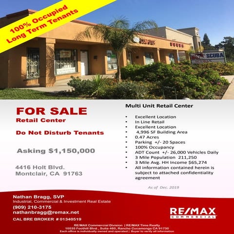 Inline Retail Center For Sale in Montclair California 100% Leased | PDF