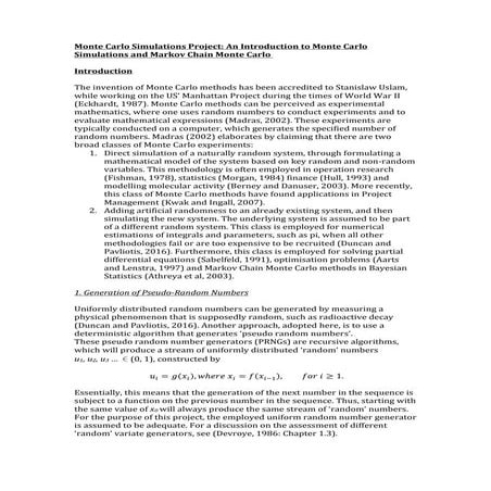 An Introduction To Monte Carlo Simulations and Markov Chain Monte Carlo ...