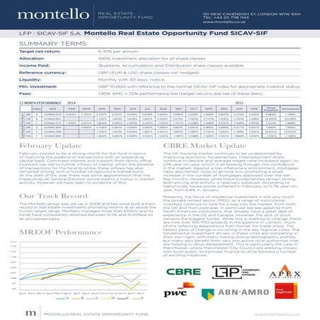 Montello Real Estate Opportunity Fund Institutional June Factsheet | PDF