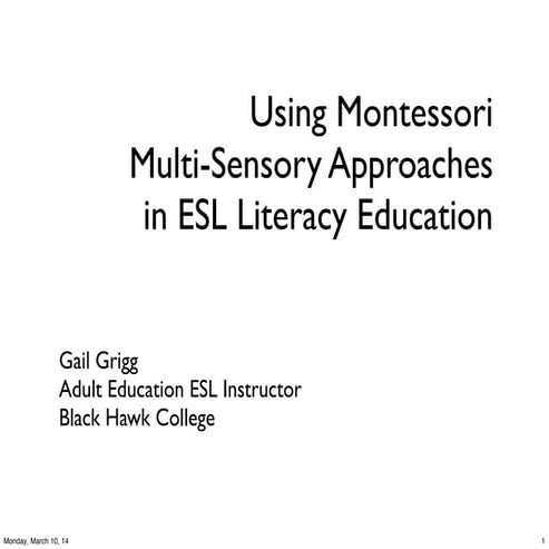Using Montessori Multi-Sensory Approaches in ESL Literacy Education | PDF