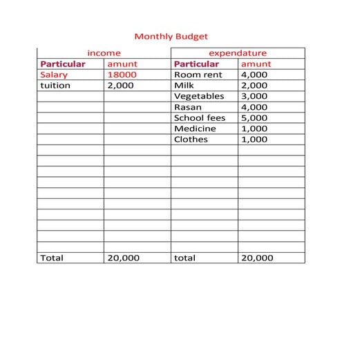 Monthly budget copy | DOCX