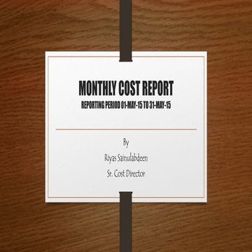 Monthly cost report may 15 | PPTX