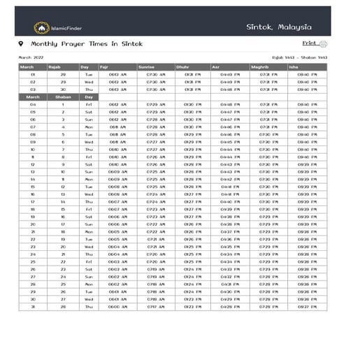 Monthly prayer times.pdf | Islam | Religion & Spirituality