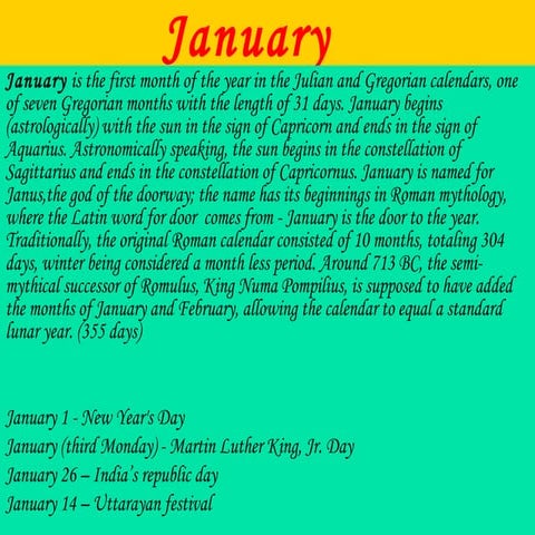 History of Months | PPT