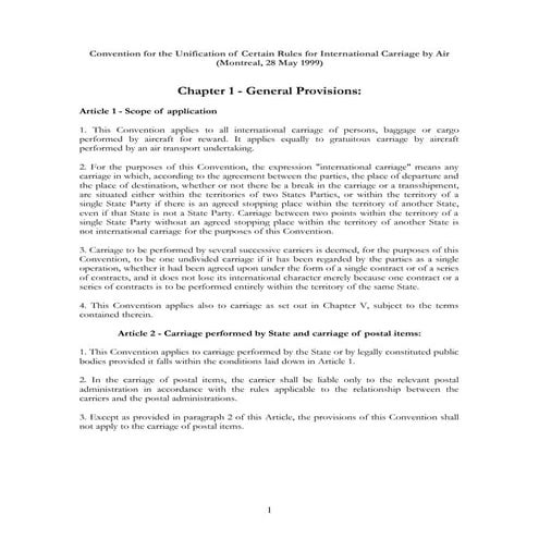 Montreal Convention (Convention for the Unification of Certain Rules ...