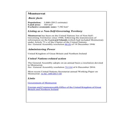 Montserrat 2017 Non Self Governing Territories | PDF
